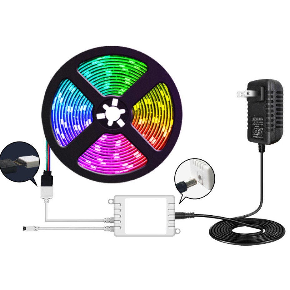 Fita Led 2835 Rgb Rolo 5m 600 Leds Ip65 Controle Remoto Fonte ...