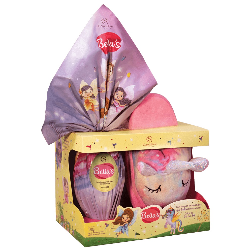 Ovo De Páscoa Cacau Show Bellas Com Pantufa Unicórnio 160g | Shopee Brasil