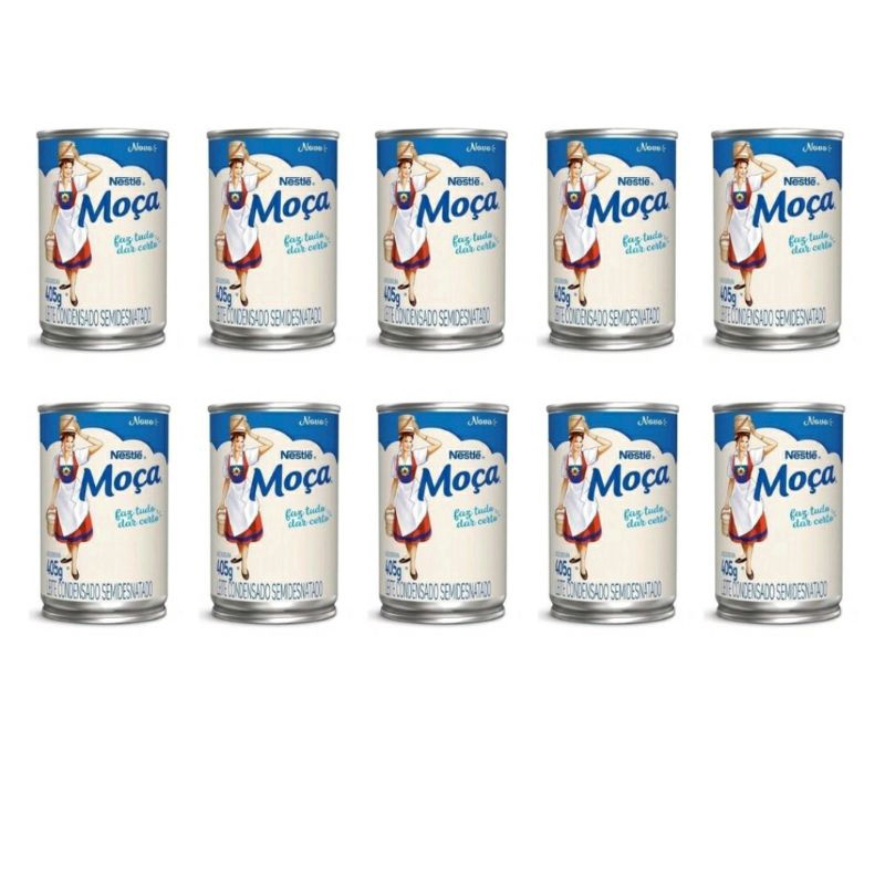 Kit Com 10 Latas De Leite Condensado Moça Semi-Desnatado Nestlé 395ml ...