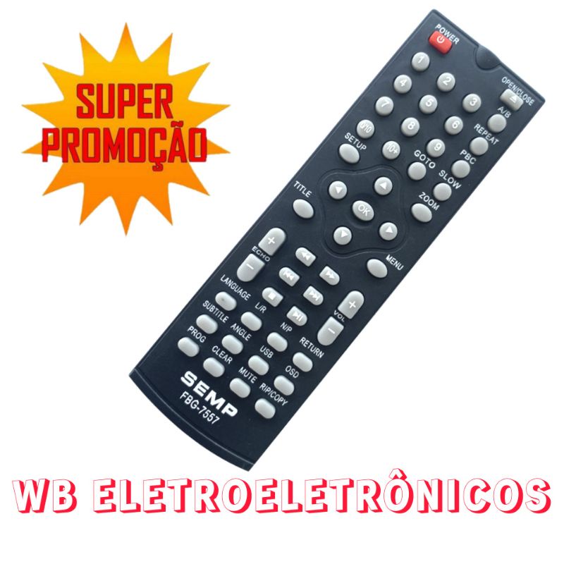 Controle Remoto DVD Semp Toshiba 3370SD / 5093VK - 7557 | Shopee Brasil