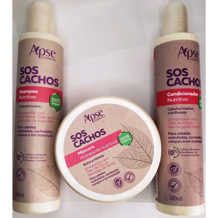 KIT SOS Cachos 3 prod - Apse- 100% VEGANO | Shopee Brasil