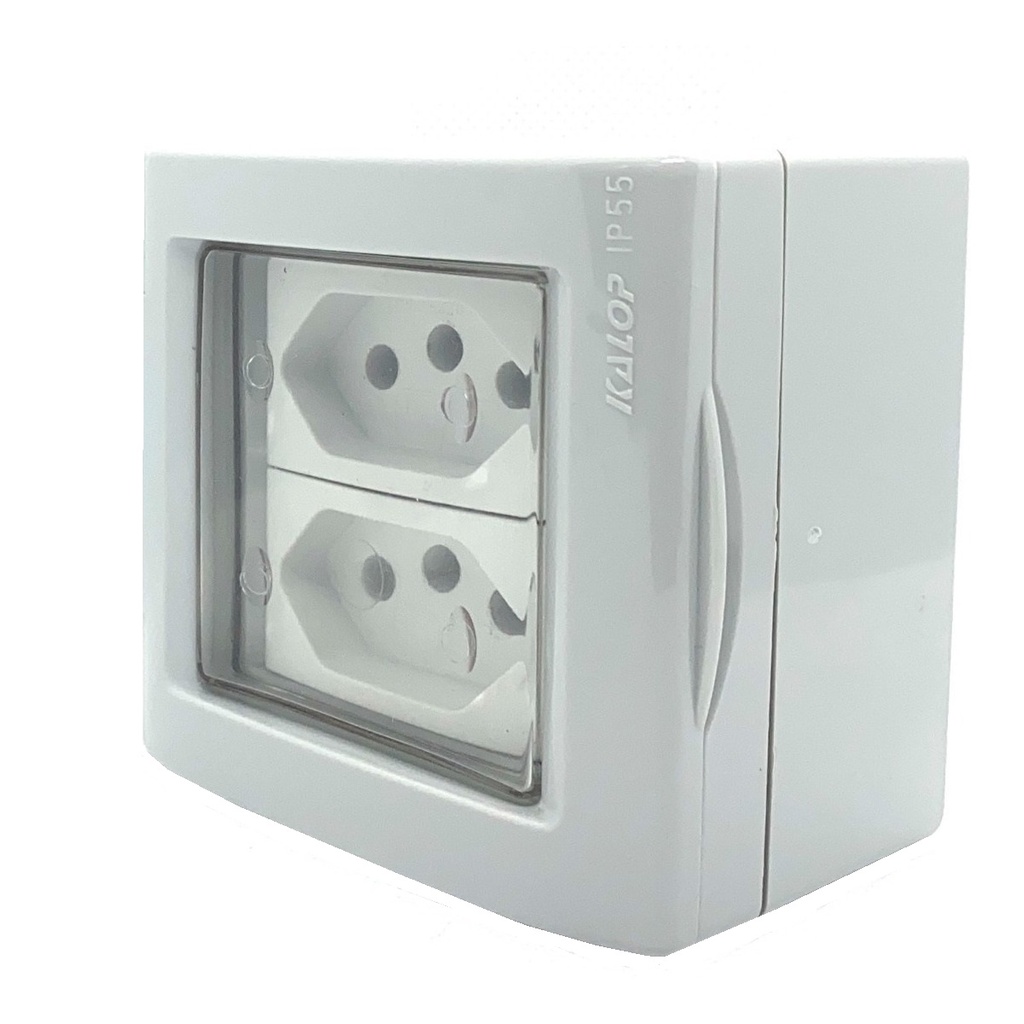 Tomada Dupla 20A Sobrepor Prova Dagua Branca Externa Kalop | Shopee Brasil