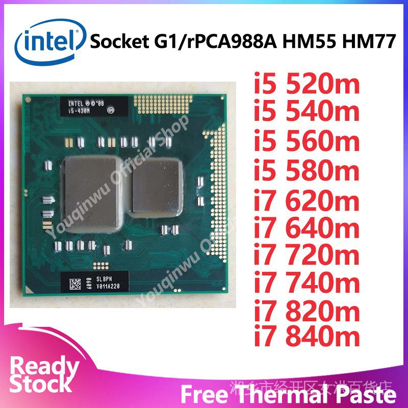 Intel Núcleo i5 520M 540M 560M 580M i7 620M 640M 720QM 740QM 820QM ...