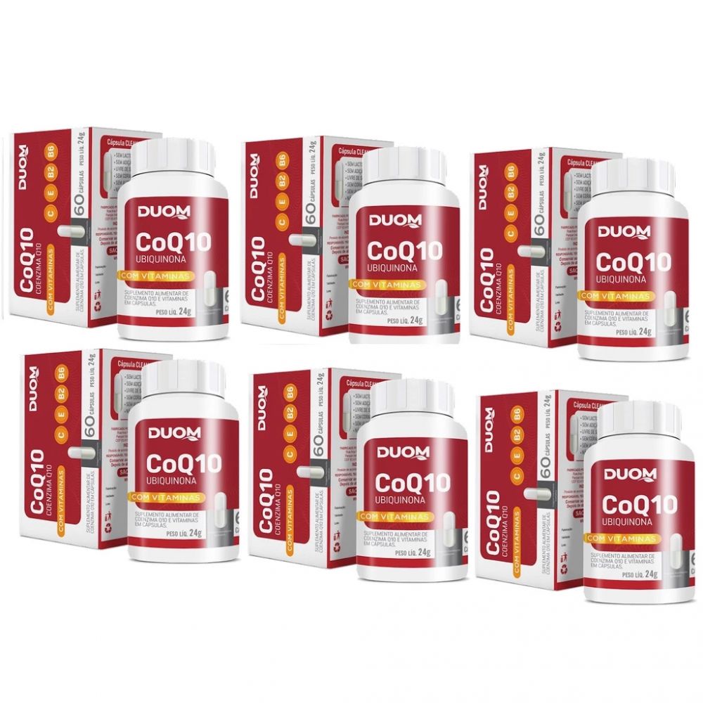 Kit com 6 Coenzima Q10 com Vitaminas (c, E, B2 e B6) com 60 Cáps Duom ...