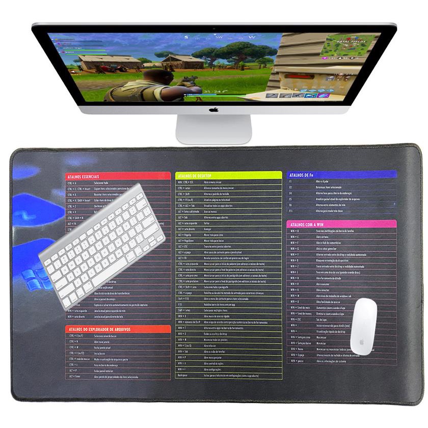 Mousepad Gamer Profissional Grande Com Estampa do Atalhos Windows Geek ...