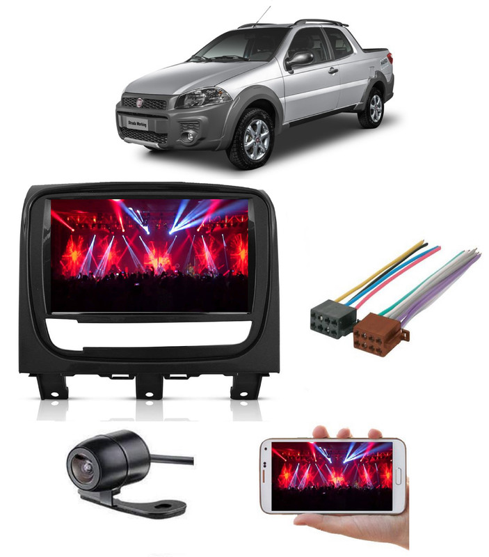 Mp5 Central Multimidia Moldura 2 Din Fiat Strada Adventure + Camera | Shopee Brasil