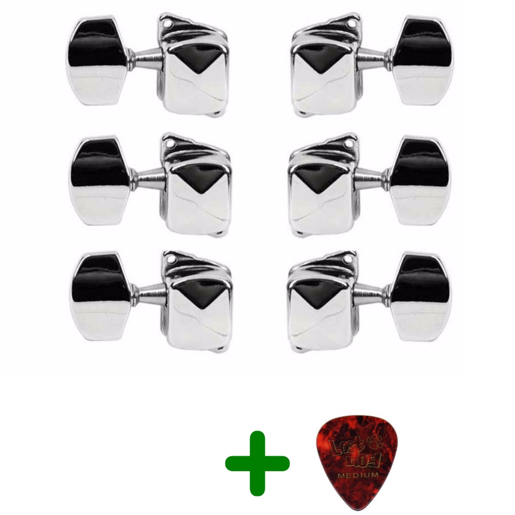 Kit Tarraxa Tarracha Violão Aço Semi Blindada 3 + 3 Cromada | Shopee Brasil