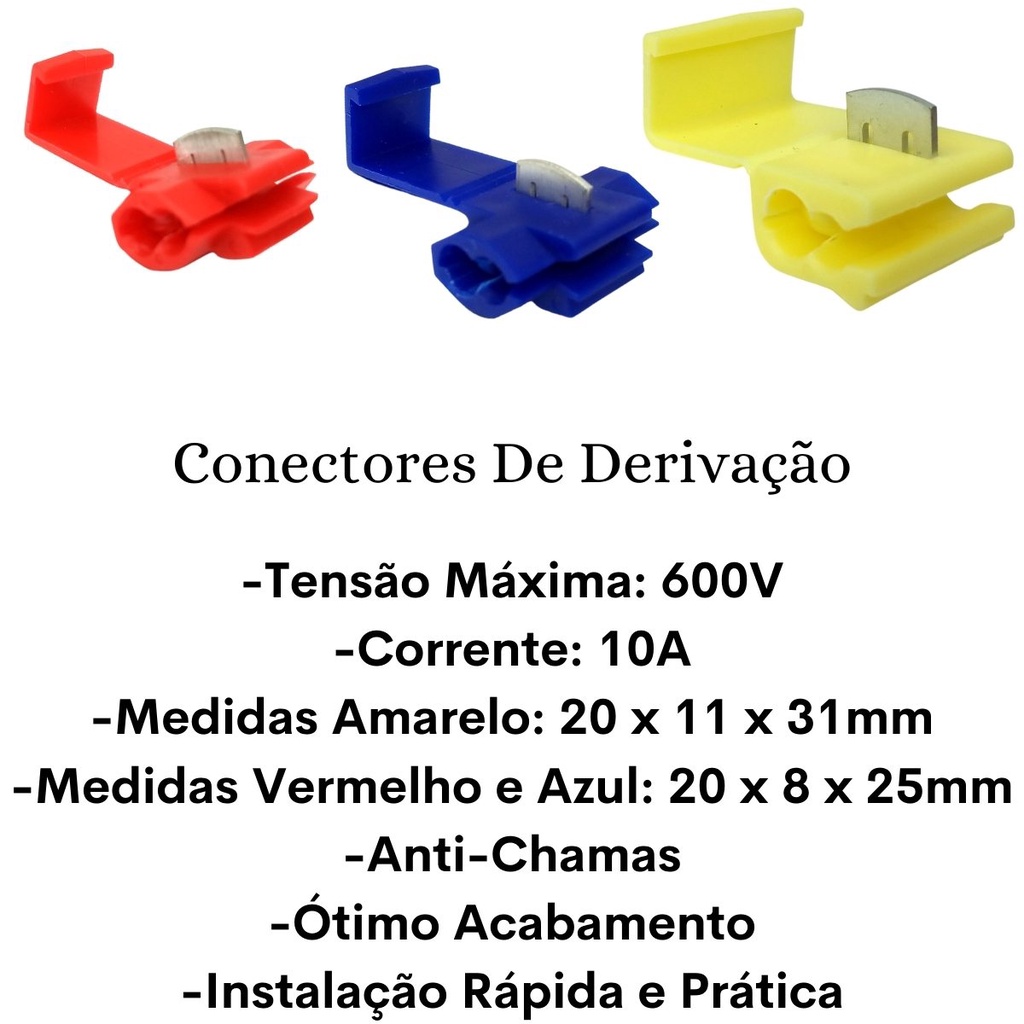 Kit Conector Derivação Eletrico Perfurante Emenda Fio 0,5 a 6mm 50 Pçs ...