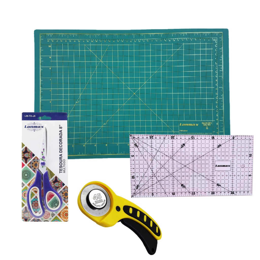KIT iniciante patchwork - Base de corte A2 + Cortador Circular + Régua ...