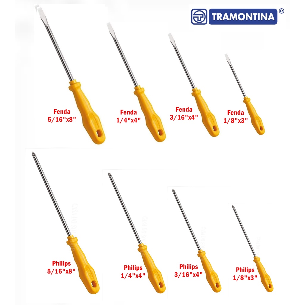 Chave fenda e chave philips Tramontina - as medidas mais utilizadas ...