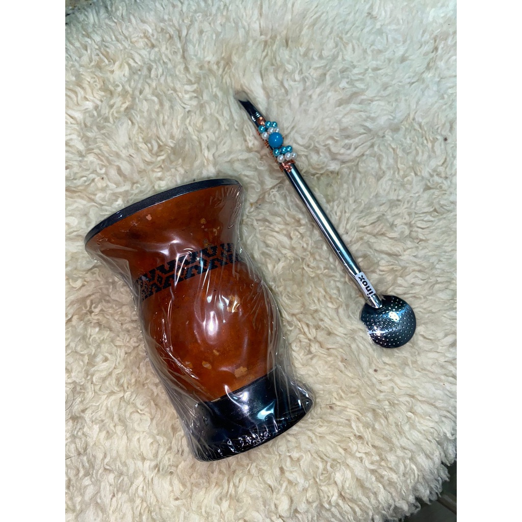 Cuia Pé de Massa com Detalhe + Bomba INOX 24cm | Shopee Brasil