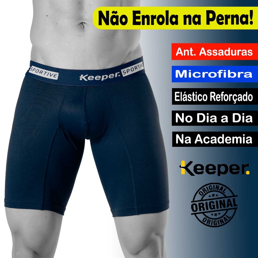 Cueca Boxer Masculina Microfibra Keeper Original Long Leg Ant Assadura ...