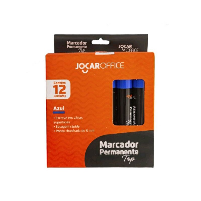 Marcador Permanente Azul Top Jocar Office caixa com 12 unidades ...