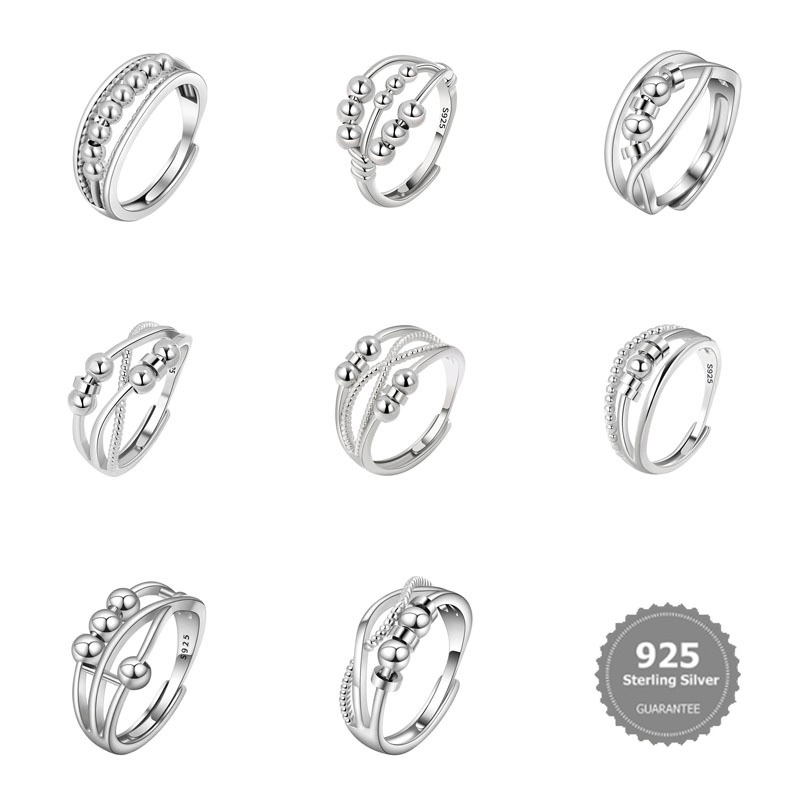 S925 Conjunto Anel Para Alívio De Estresse/Ansiedade Em Prata S925 | Shopee Brasil