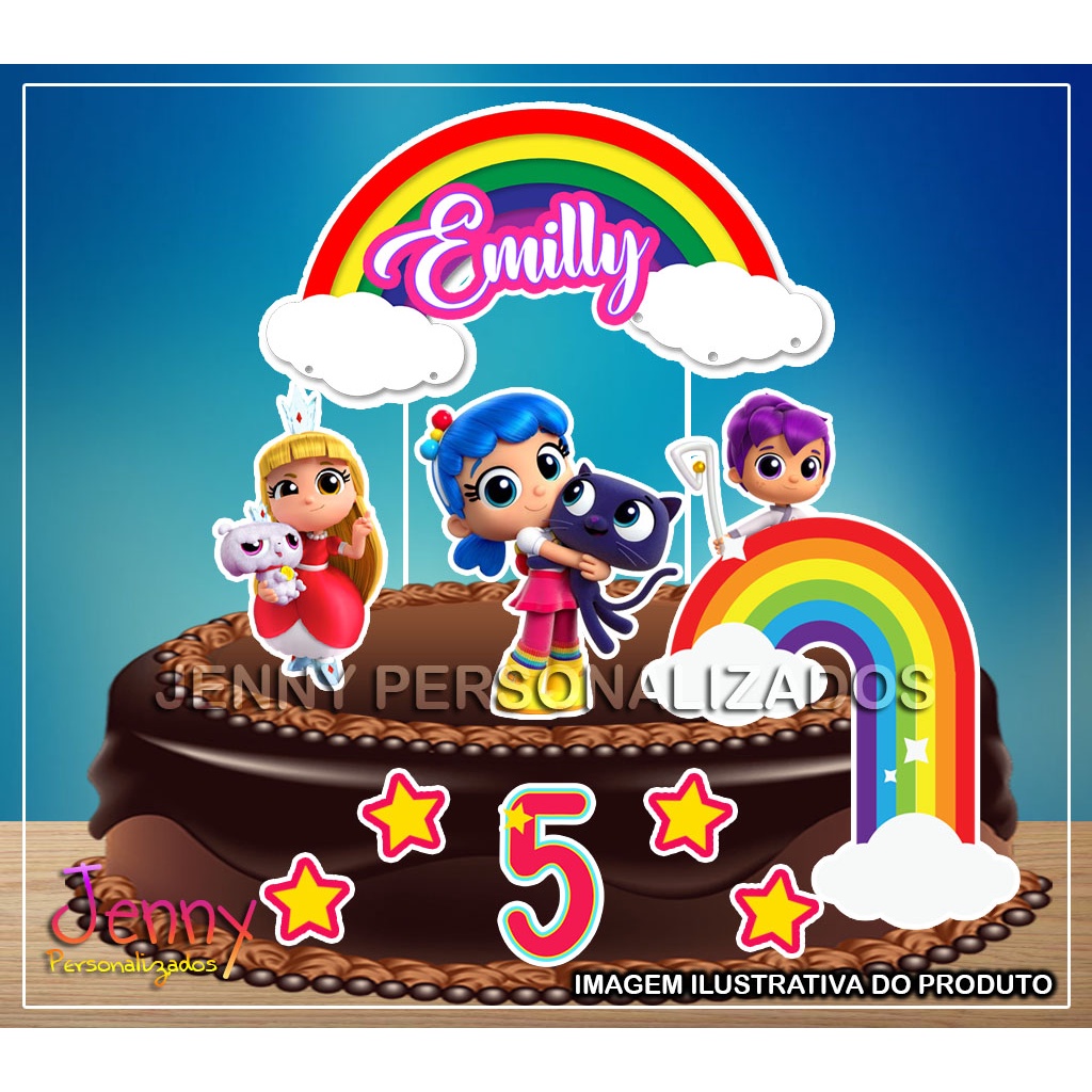 Topo Topper de Bolo Vera e o Reino do Arco Iris 2 Personalizado | Shopee Brasil
