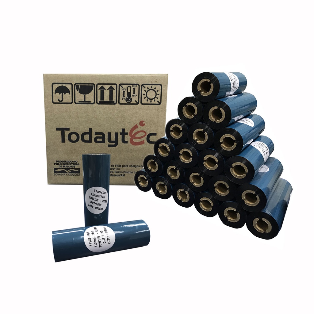 Cx 24 Un Ribbon Cera 110x74 Todaytec | Argox Zebra Elgin | Shopee Brasil