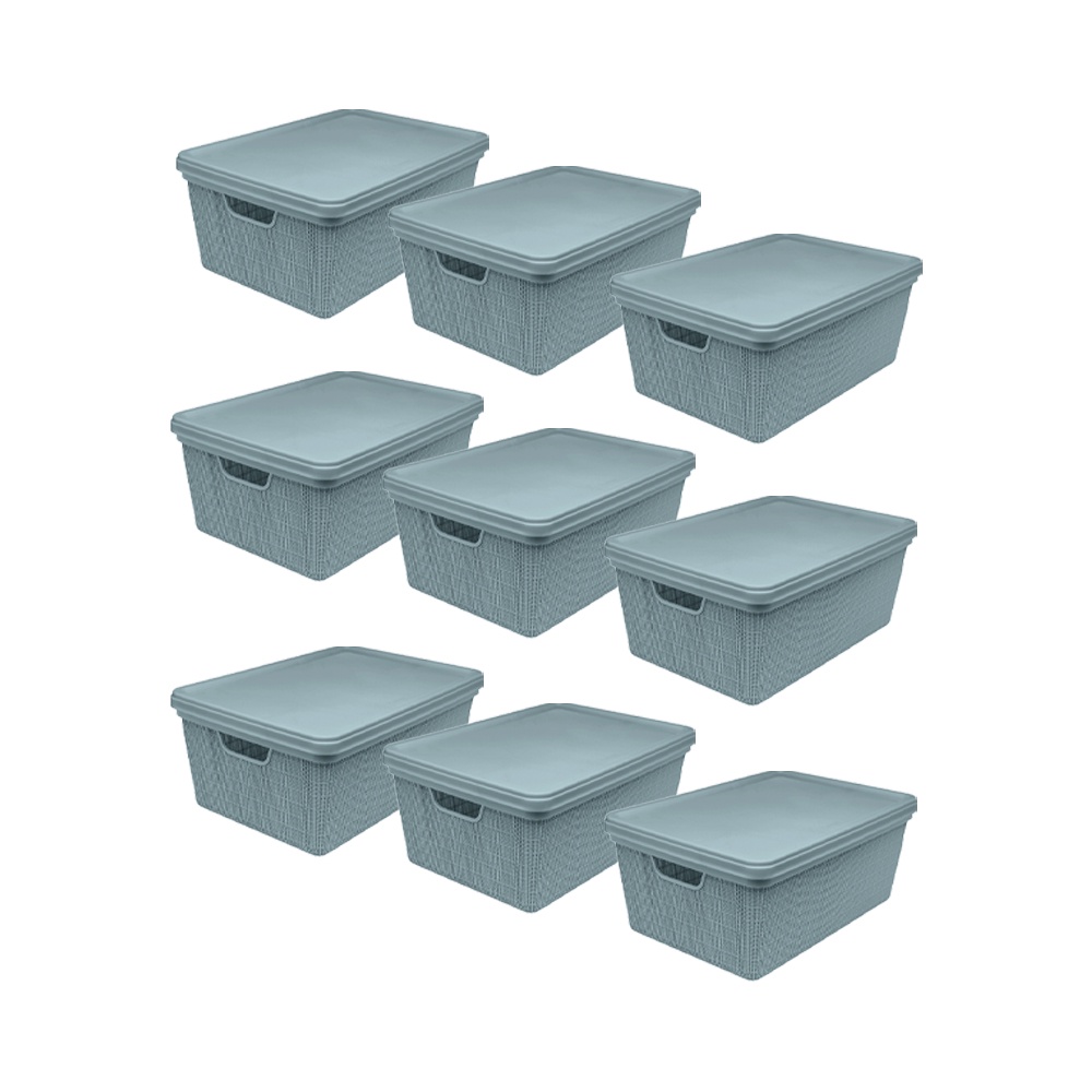 Conjunto Caixa Organizadora com Tampa Juta com 9 Peças Pequena 15x20x8 ...