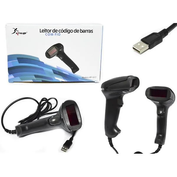 Leitor De Código De Barras Nota Danfe Usb Laser Knup | Shopee Brasil
