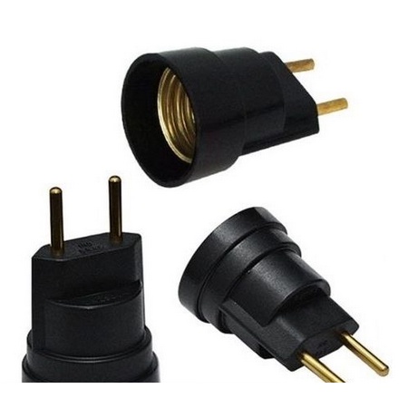 Soquete Pino Bocal Porta Lâmpada Adaptador E27 Pvc Tomada Preto Bivolt | Shopee Brasil