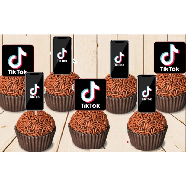 TIKTOK TIK TOK 50 Topper Tags APLIQUE Docinhos Doces Festa | Shopee Brasil
