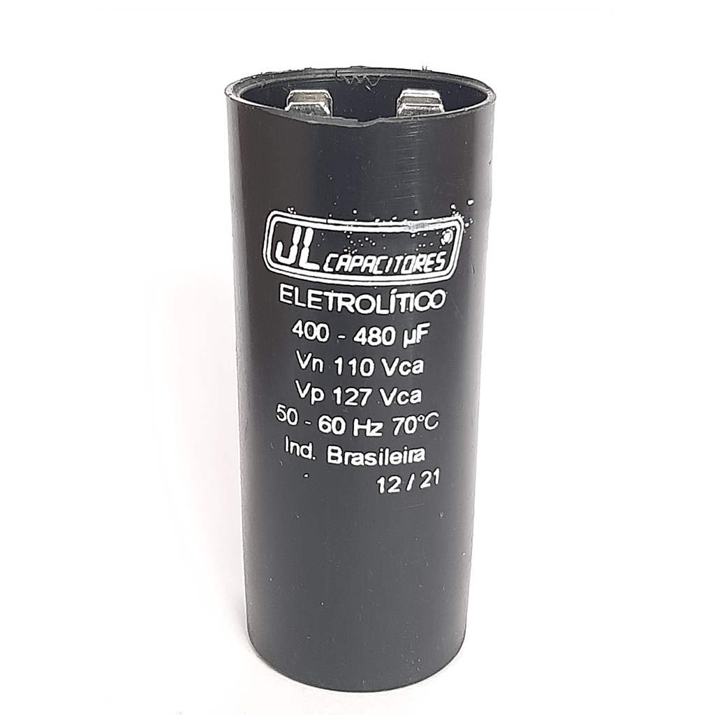Capacitor Eletrolítico 400-480 Uf - 110 Volts - Marca Jl | Shopee Brasil