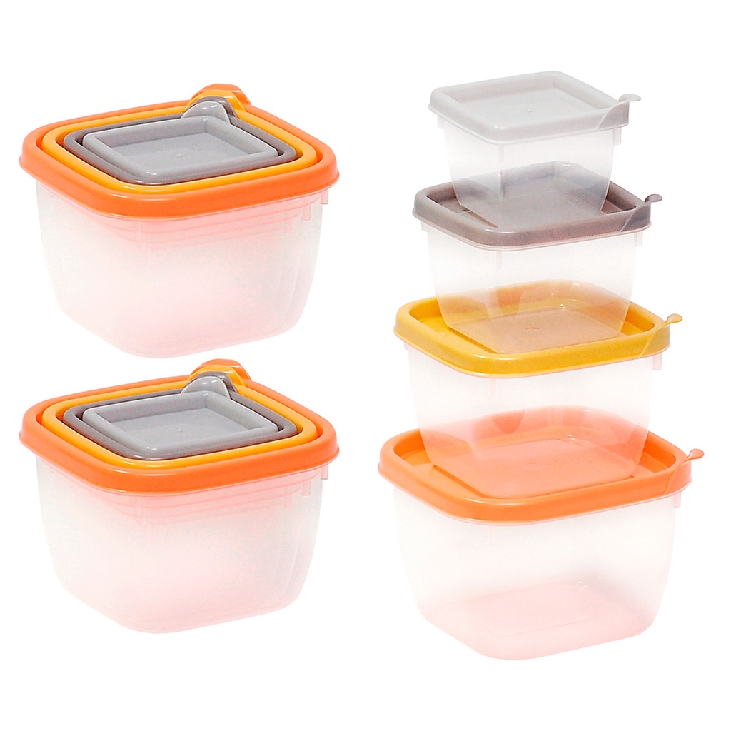 Kit 8 potes mantimentos plático com tampa Vasilha marmita tapoer tapuer ...