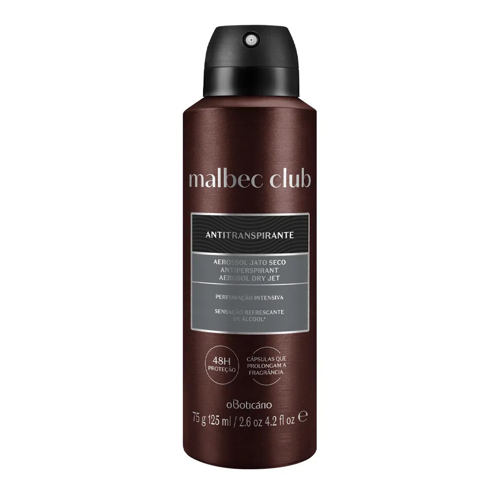 Desodorante Antitranspirante Aerosol Malbec Club Intenso, 75g | Shopee ...