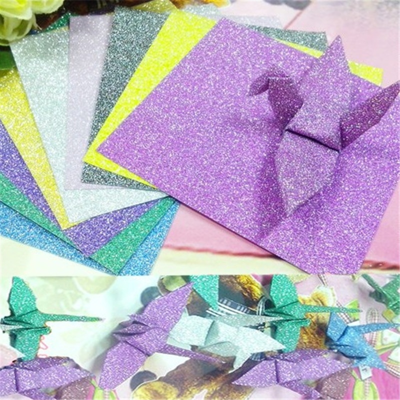 DIY Craft Gold Powder Flash Diamond Folding Paper Baby Crafts Cranes ...