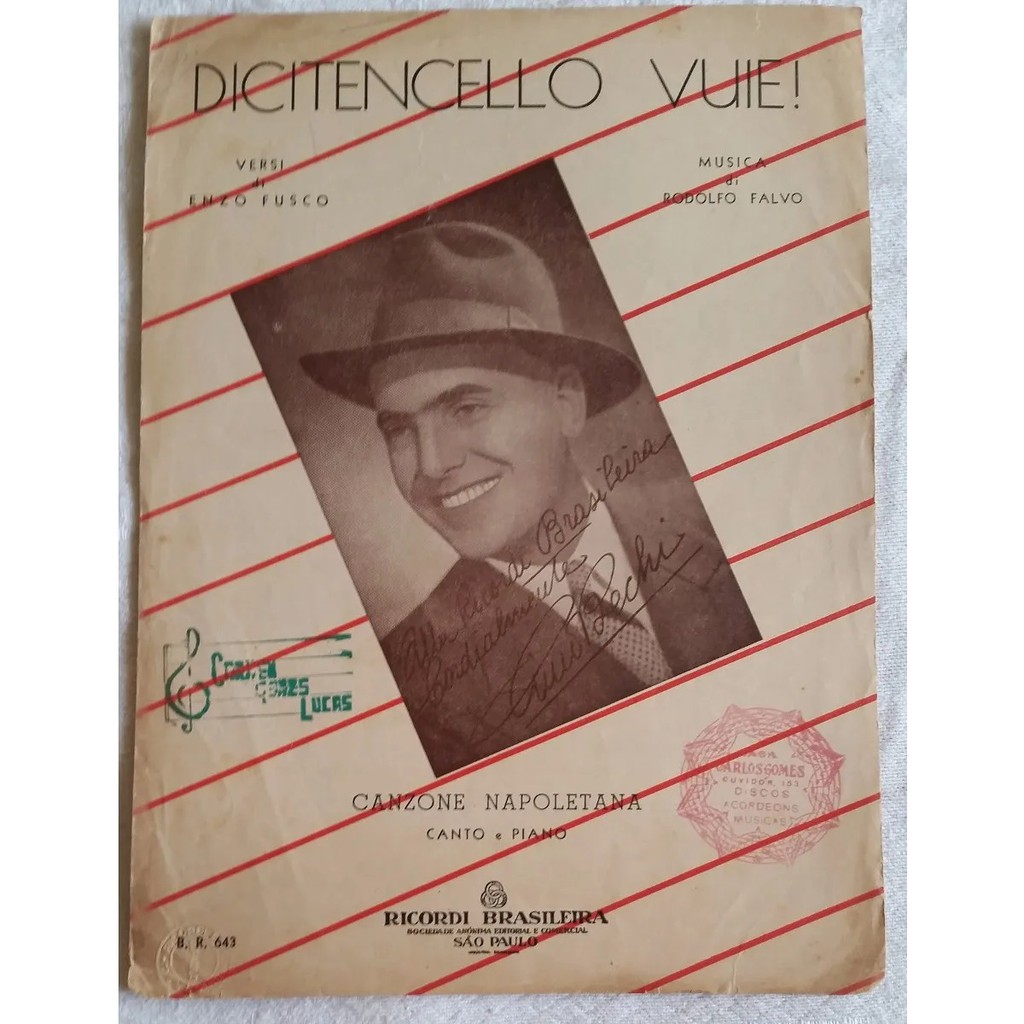 Partitura Antiga Para Piano - Dicitencello Vuie - Canzone Napoletana ...