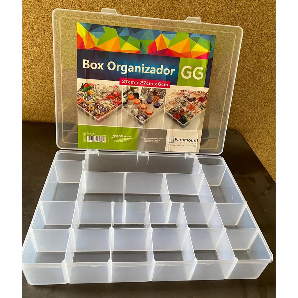 Caixa Organizadora Box Estojo Organizador 20 Divisórias GG | Shopee Brasil