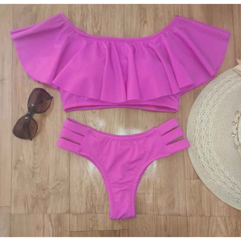Conjunto Biquíni Cropped Ciganinha Calcinha Tiras Shopee Brasil