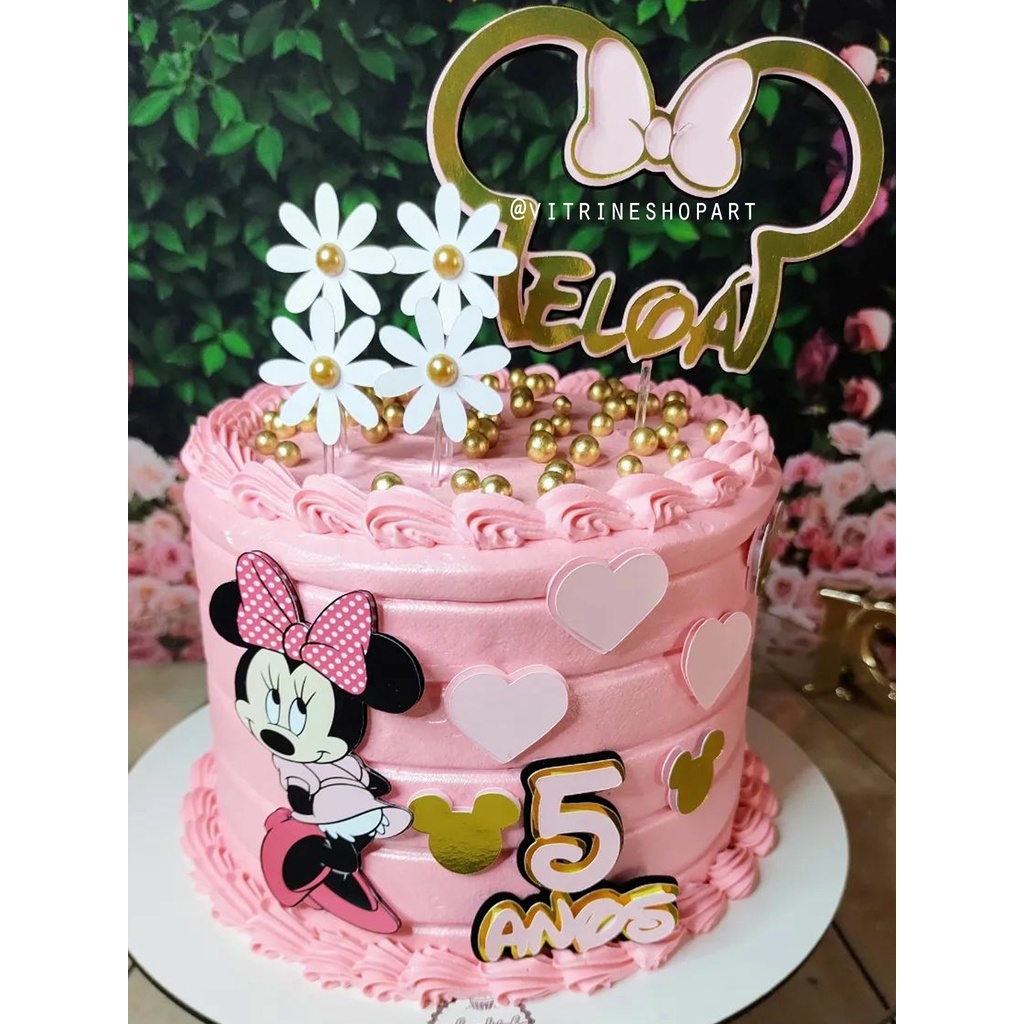 Topo de Bolo Minnie Rosa Cake Topper Minnie Festa Infantil Rosa e ...