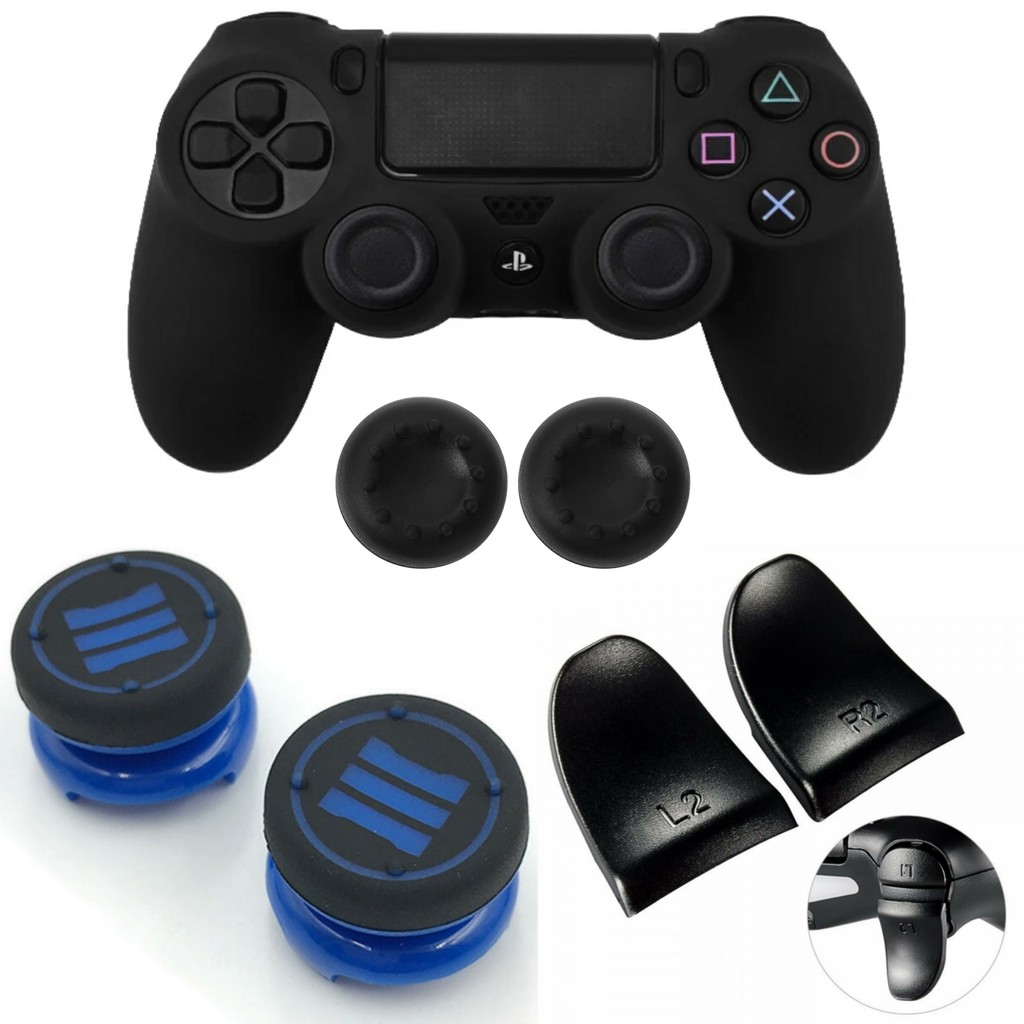 Capa Silicone Controle PS4 + Grips Analogico + Gatilho Trigger Stop L2 ...