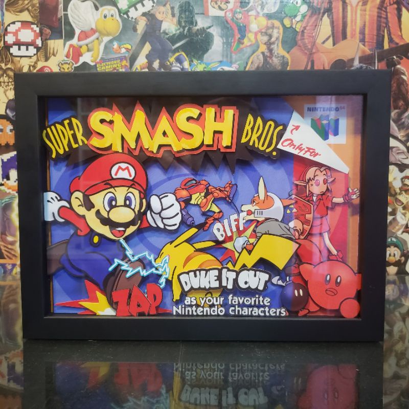 Quadro 3d Diorama Super Smash Bros 64 capa original | Shopee Brasil