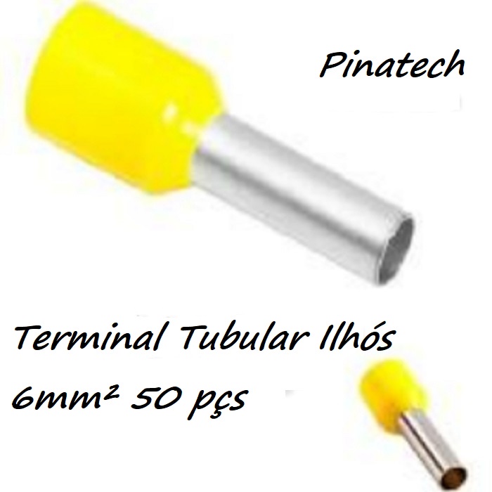 E6012 Terminal Tubular Ilhós 6mm² Amarelo Pacote Com 50 Peças | Shopee ...