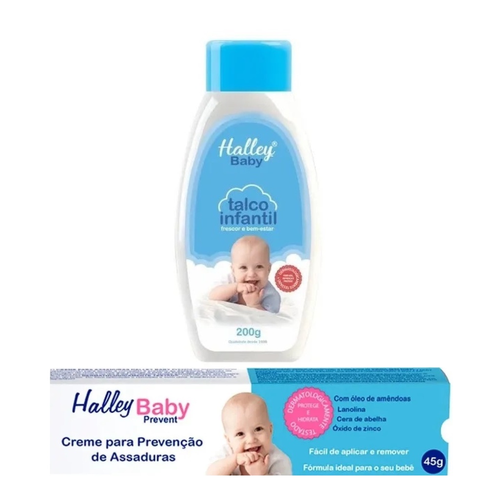 Kit Talco Infantil Halley Baby Azul 200G+Creme Para Assadura Halley ...