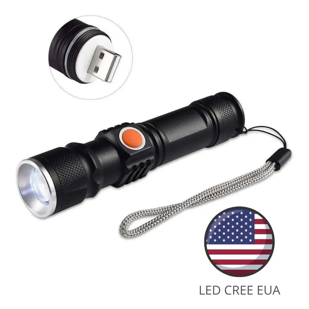 Mini Lantena Profissional Tatica Led T6 Cree Recarregavel | Shopee Brasil