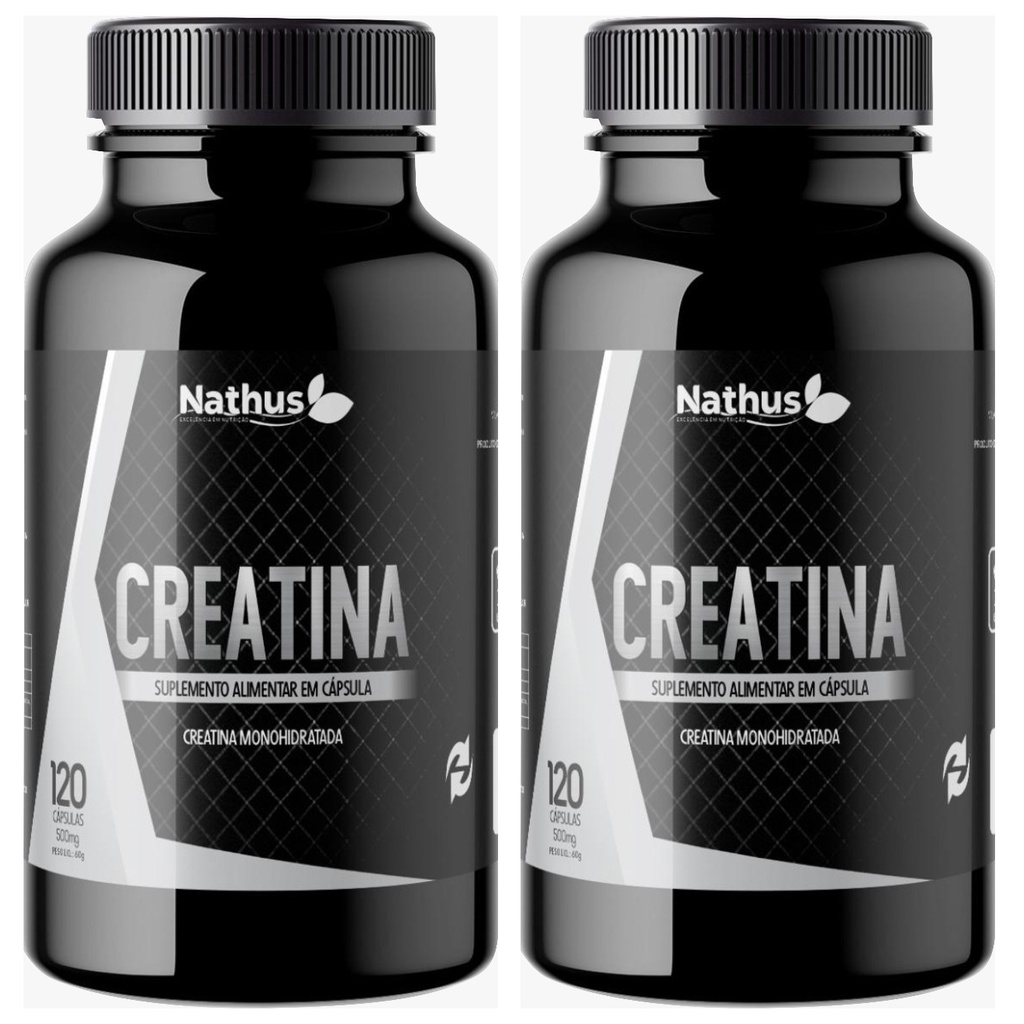 2 Creatina 120 caps Monohidratada Pura 500mg 100% Natural (Total 240cap ...