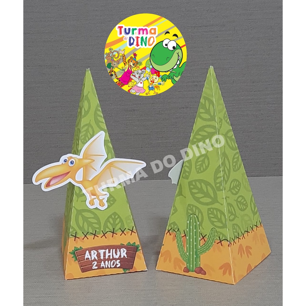 Kit 10 Caixas Cone Triângulo Personalizado DInossauro Baby | Shopee Brasil