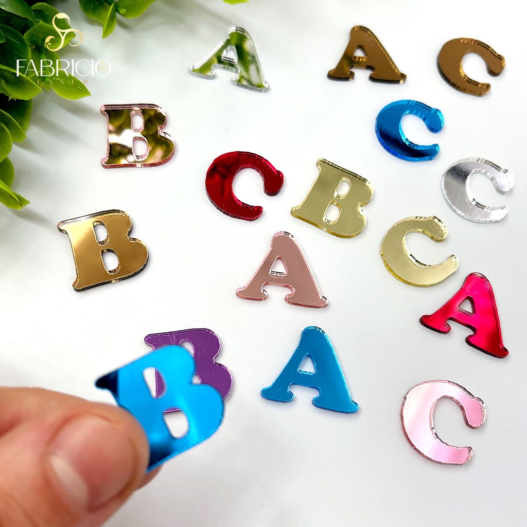 Letras COOPER BLACK Acrílico Espelhado Decoração 1 cm de Altura + DE 9 ...