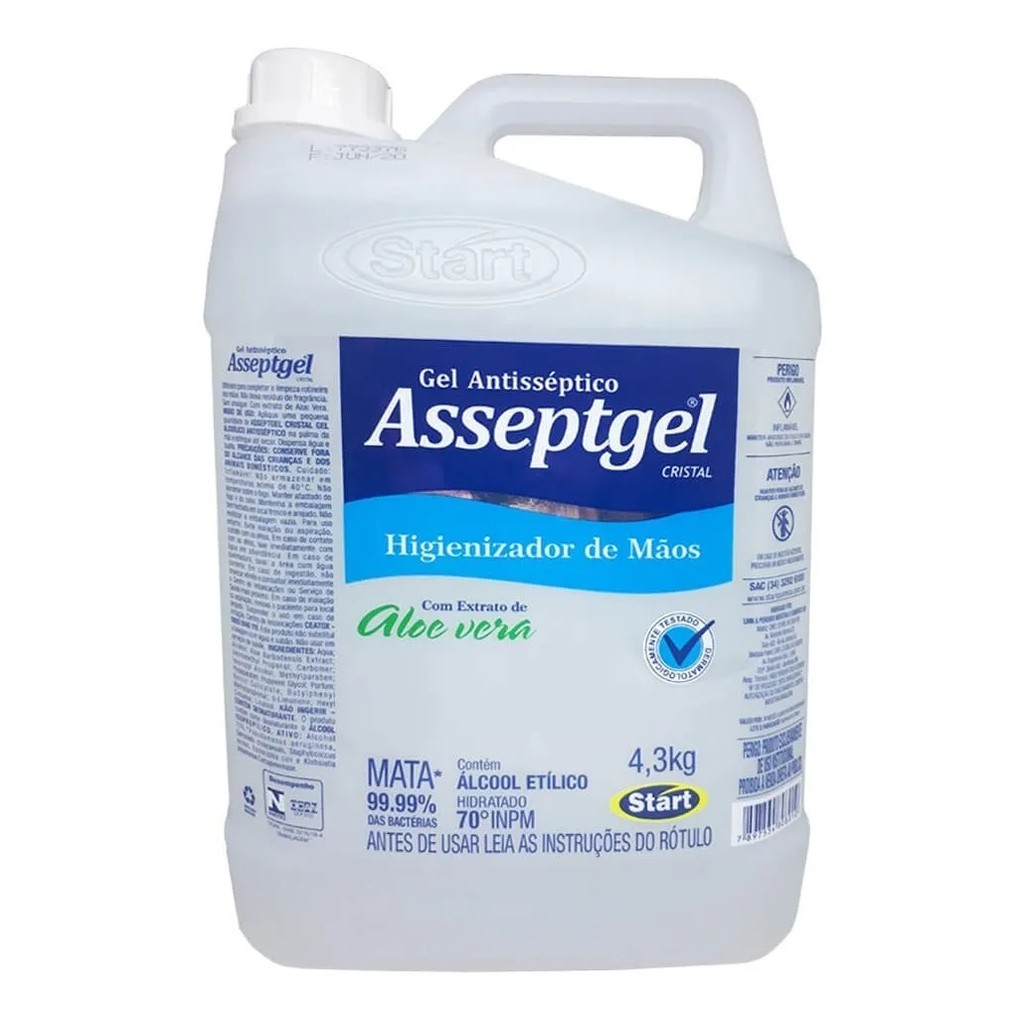 Álcool Gel Assept Gel Com Aloe Vera 4,3 Kg | Shopee Brasil