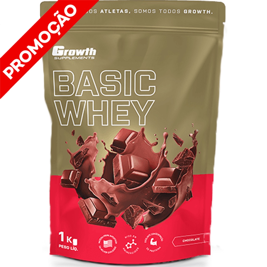 Whey Protein Basic 1Kg - Sabor Chocolate - Growth | Shopee Brasil