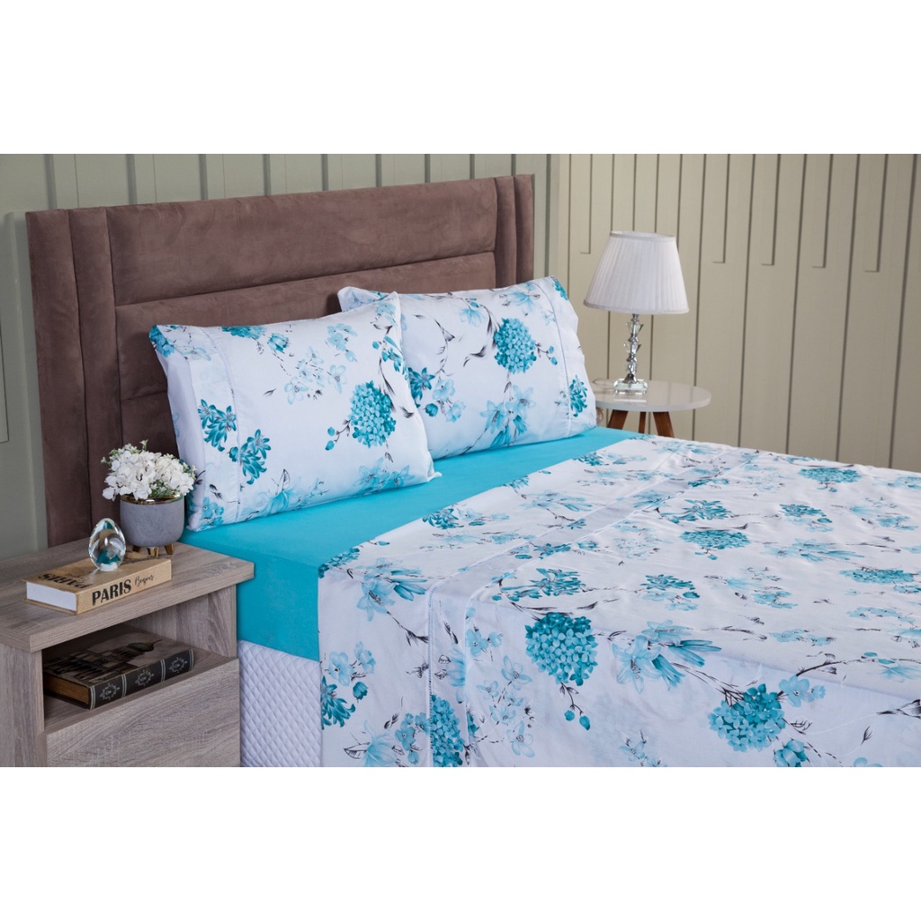 Jogo De Lençol Casal 3 Peças Estampado Percal 180 Fios 100% Algodão ...