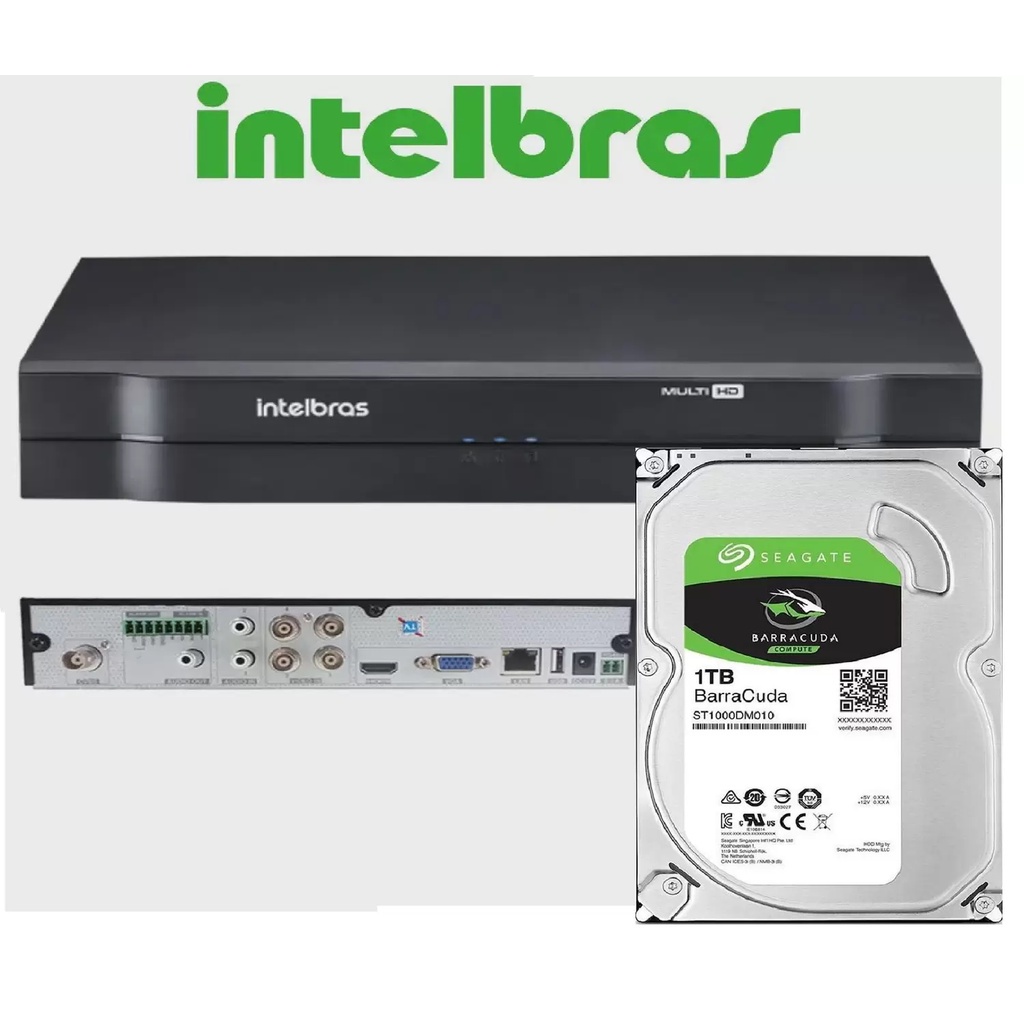 Dvr gravador INTELBRAS 4 canais Full hd + hd 1TB | Shopee Brasil