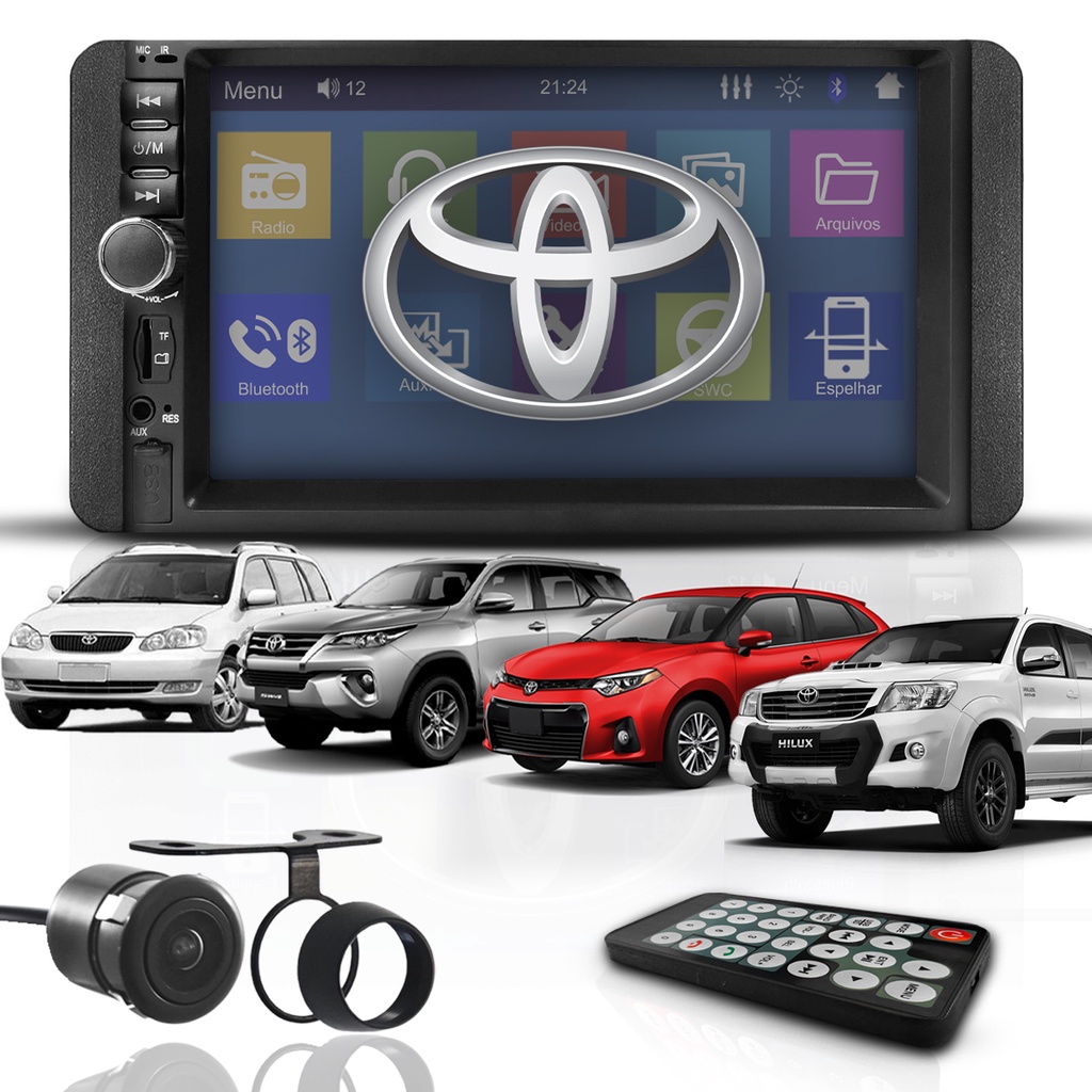 Kit Central Multimídia 2 Din Mp5 Espelha Dvd Bt Toyota Hilux Rav ...