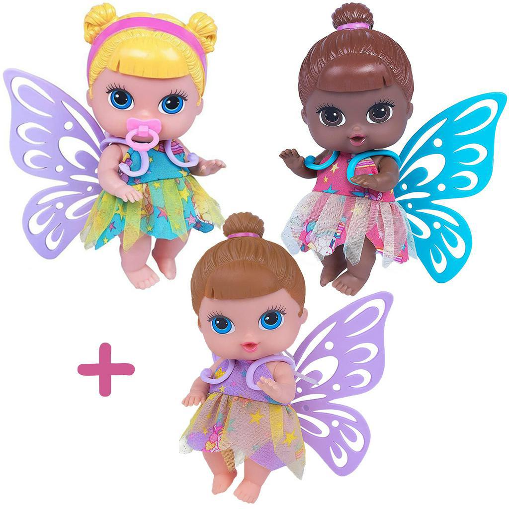 Kit 3 Bonecas Fada Fadinha Menina Baby Collection Super Toys | Shopee ...