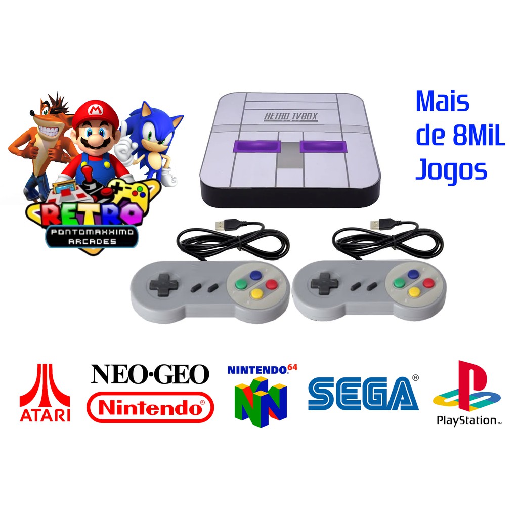 Video Game Box Retro mais de 8 Mil Jogos Super Nintendo Mega Drive ...