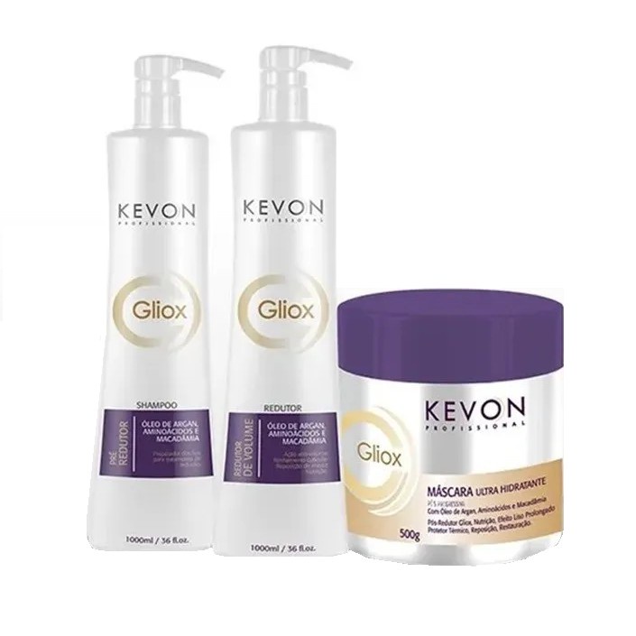 Kit Gliox Profissional Shampoo Pré Redutor 1 Litro + Redutor de Volume ...