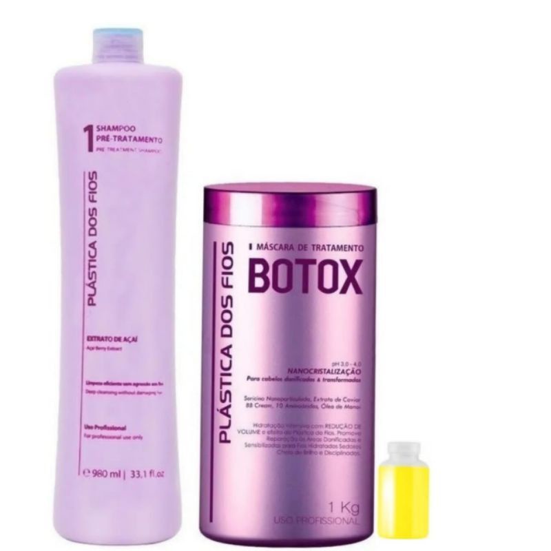 Botox plástica dos fios selagem capilar + shampoo + brinde | Shopee Brasil