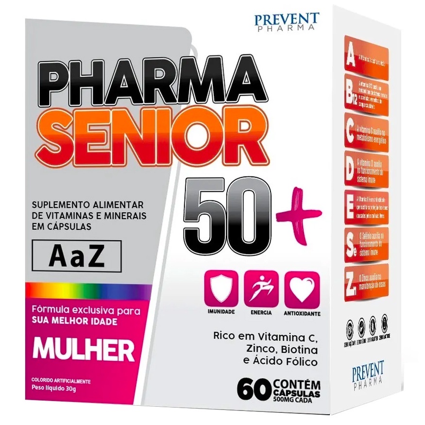 Prevent Senior Homem 50+ Imunidade Energia Antioxidante 60 Capsulas ...